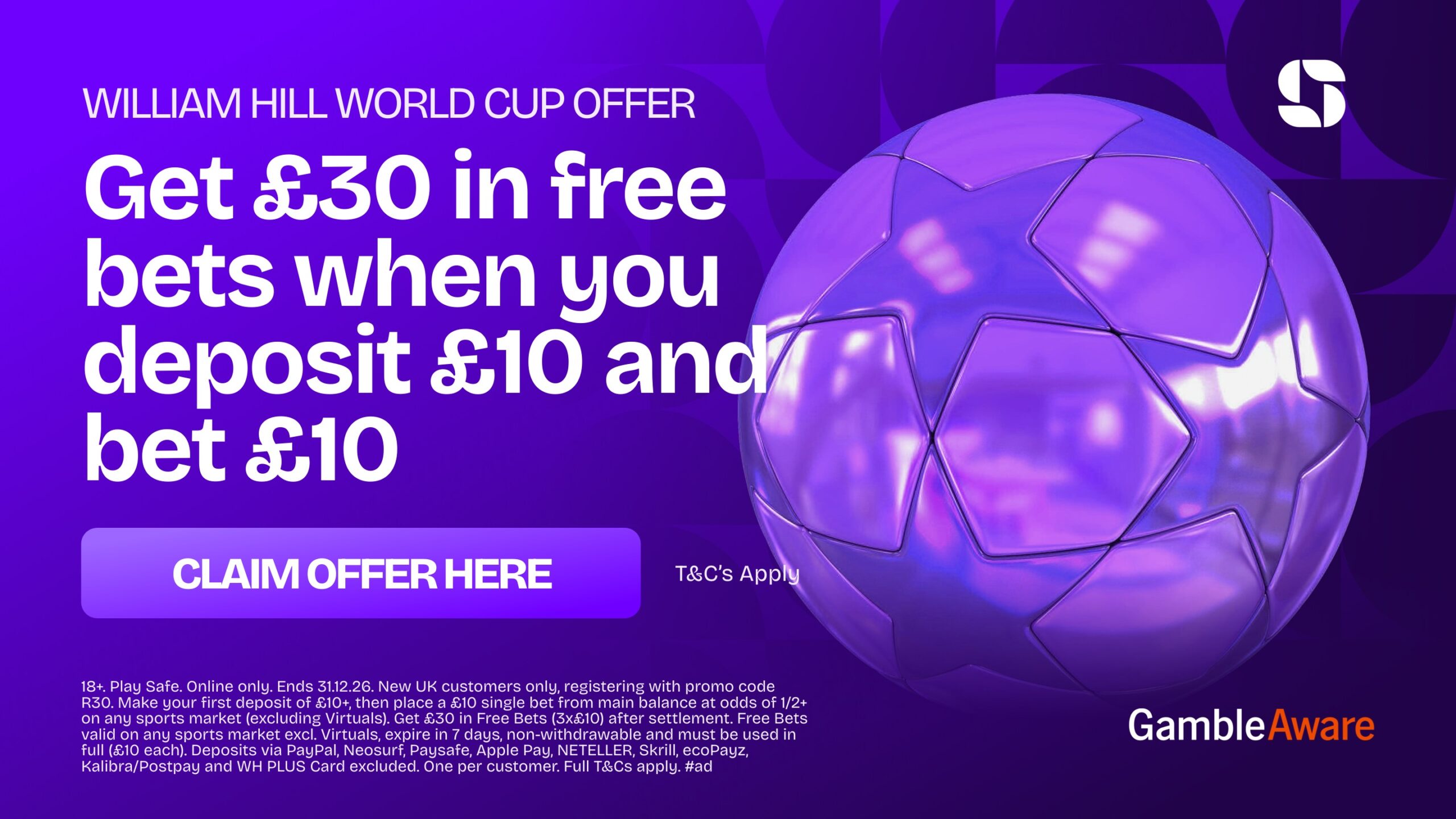 William Hill World Cup Offer: Get £30 in Free Bets When You Bet £10