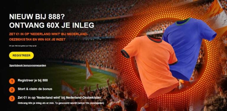 888 Nederland - Oezbekistan: Win 60x je inleg op winst Oranje